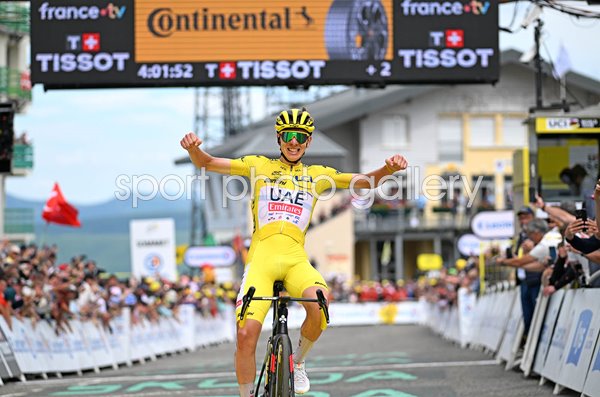 Tadej Pogacar Slovenia Yellow Jersey wins Stage 14 Tour de France 2024 Images | Cycling Posters