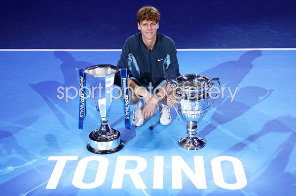 Jannik Sinner Italy ATP Finals & World Number One Trophies Turin 2024 Images | Tennis Posters